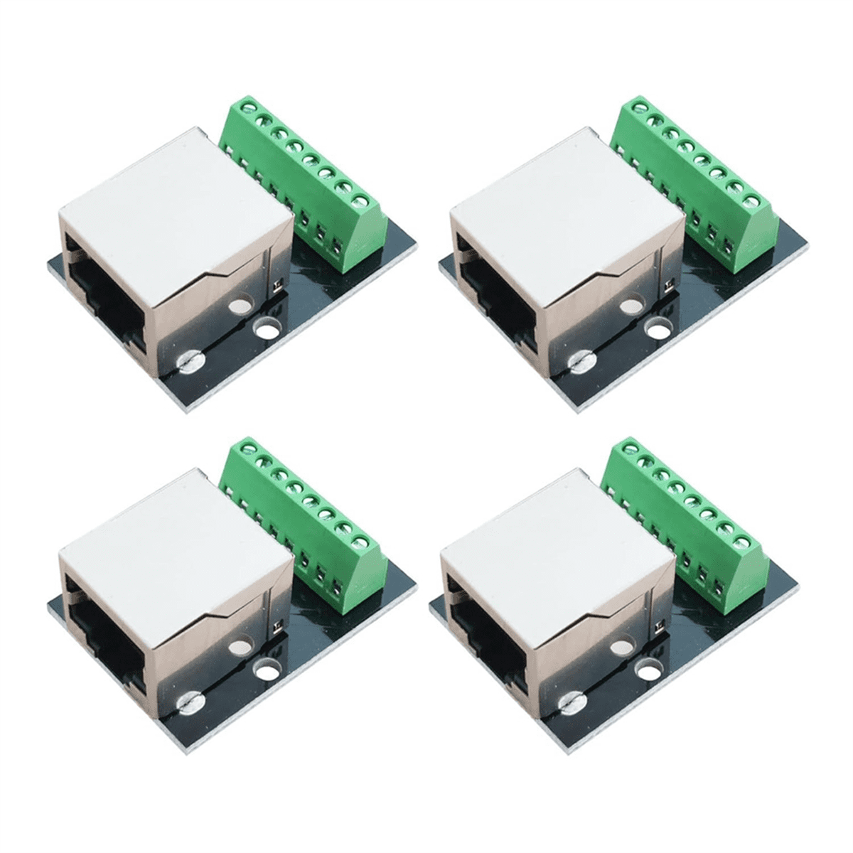 4PCS RJ45 Ethernet Female Socket Connector Breakout Board,2.54mm Board ...