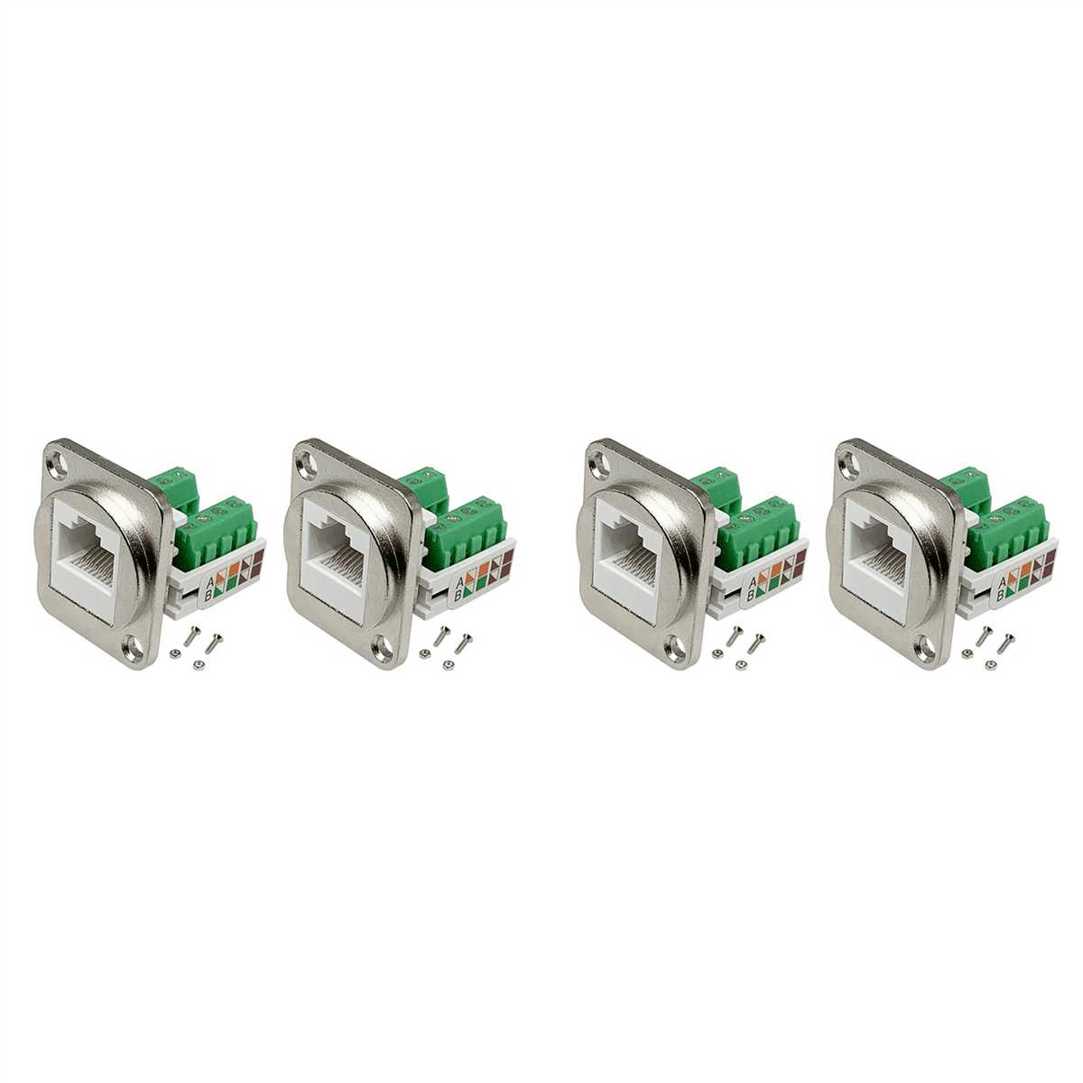 4PCS RJ45 Panel Mount Screw Terminal Adapter, RJ45/8P8C Female ...