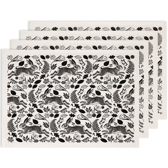 4PCS Rabbit Flowers Underglaze Paper Transfer Animal Leaves Transfer ...