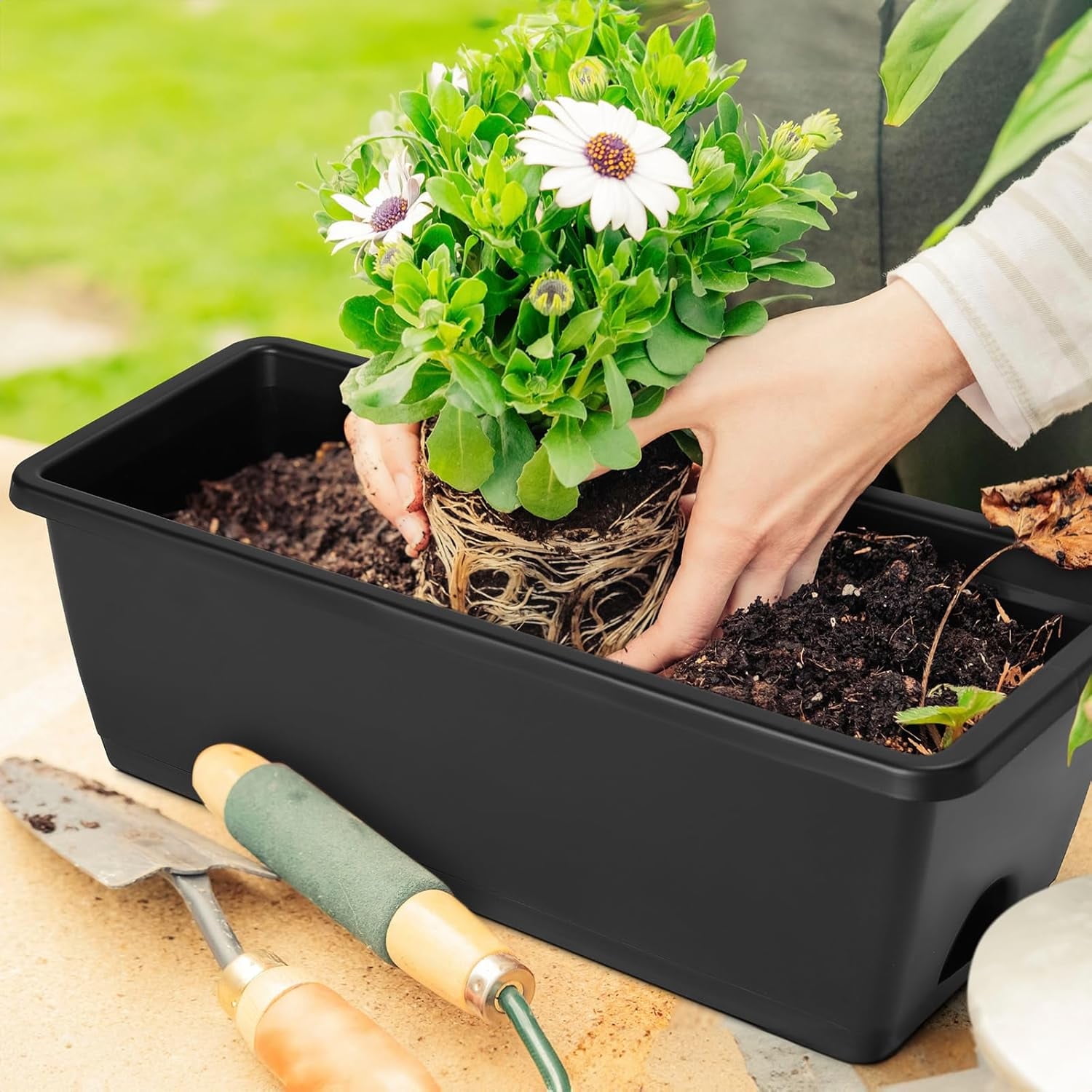 4PCS Railing Planter Boxes with Adjustable Brackets – 17” Modern ...