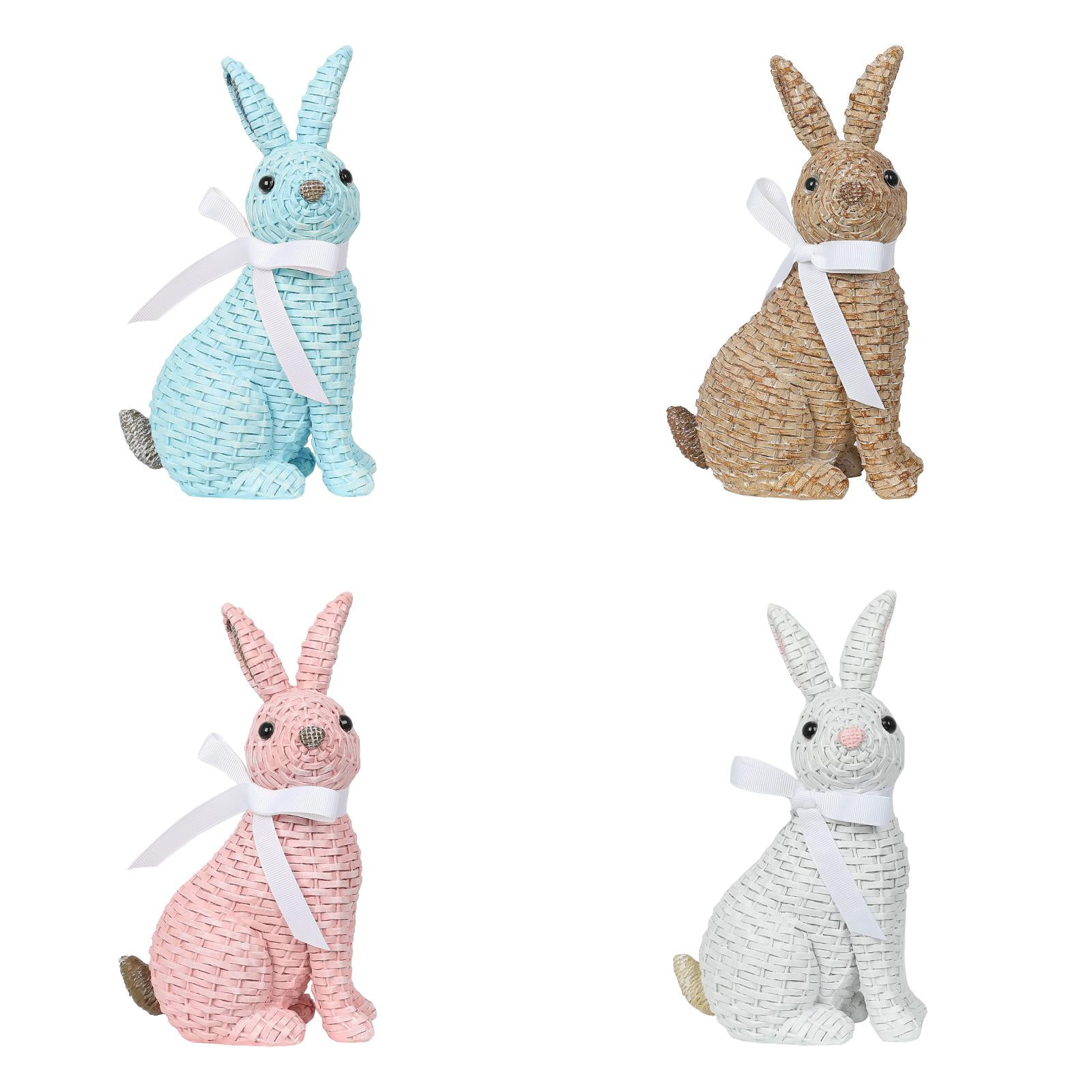4PCS Rattan Effect Resin Bunny Easter Decor,Table Rabbit Easter ...
