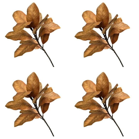4PCS Real Touch Faux Magnolia Leaf Stems-22 Inch Artificial Magnolia ...