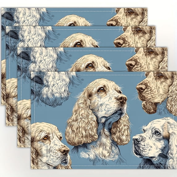 4PCS, Rectangle Placemats Featuring a Cocker Spaniel Dog Design ...