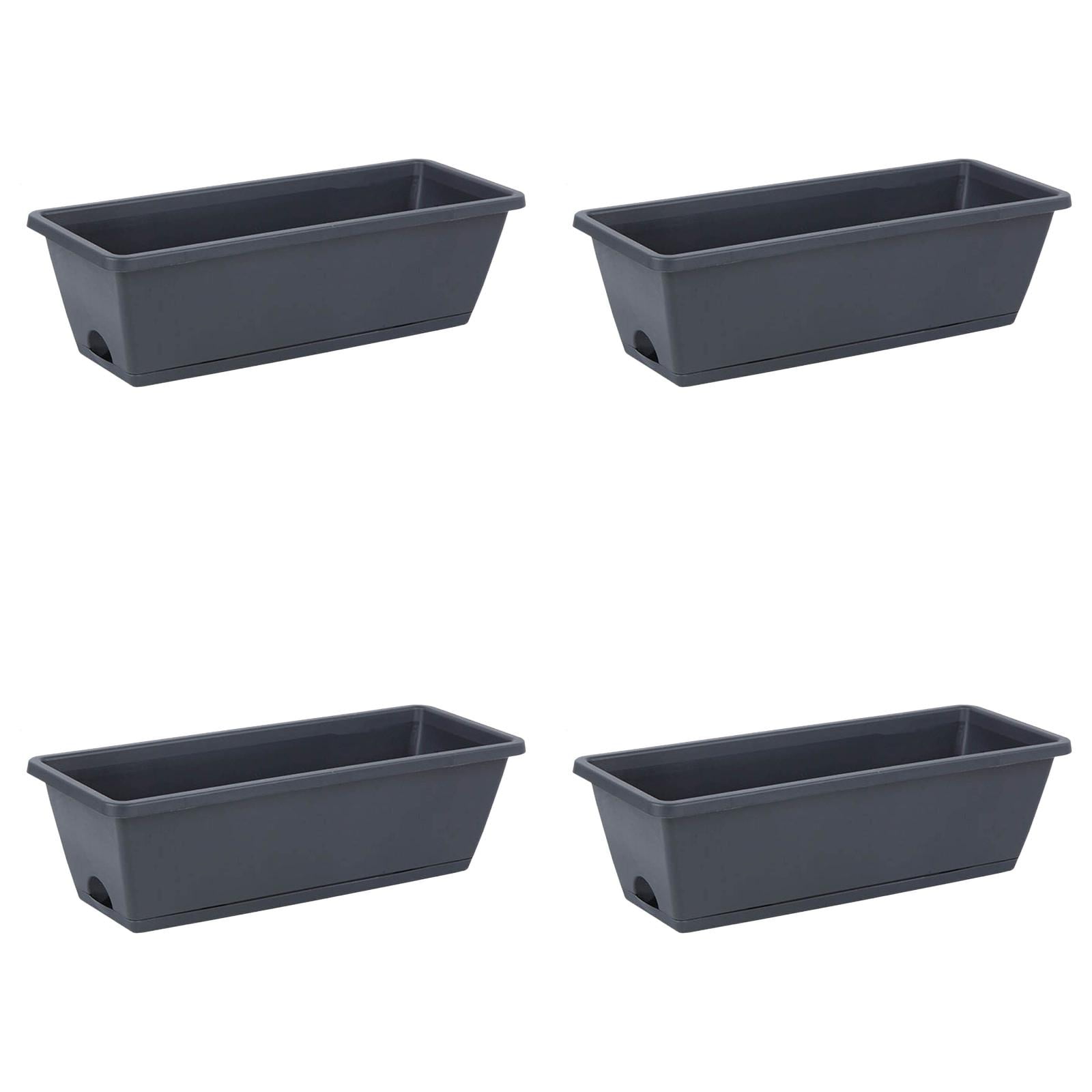 4PCS Rectangle Window Box Planter with Built-In Drainage System ...