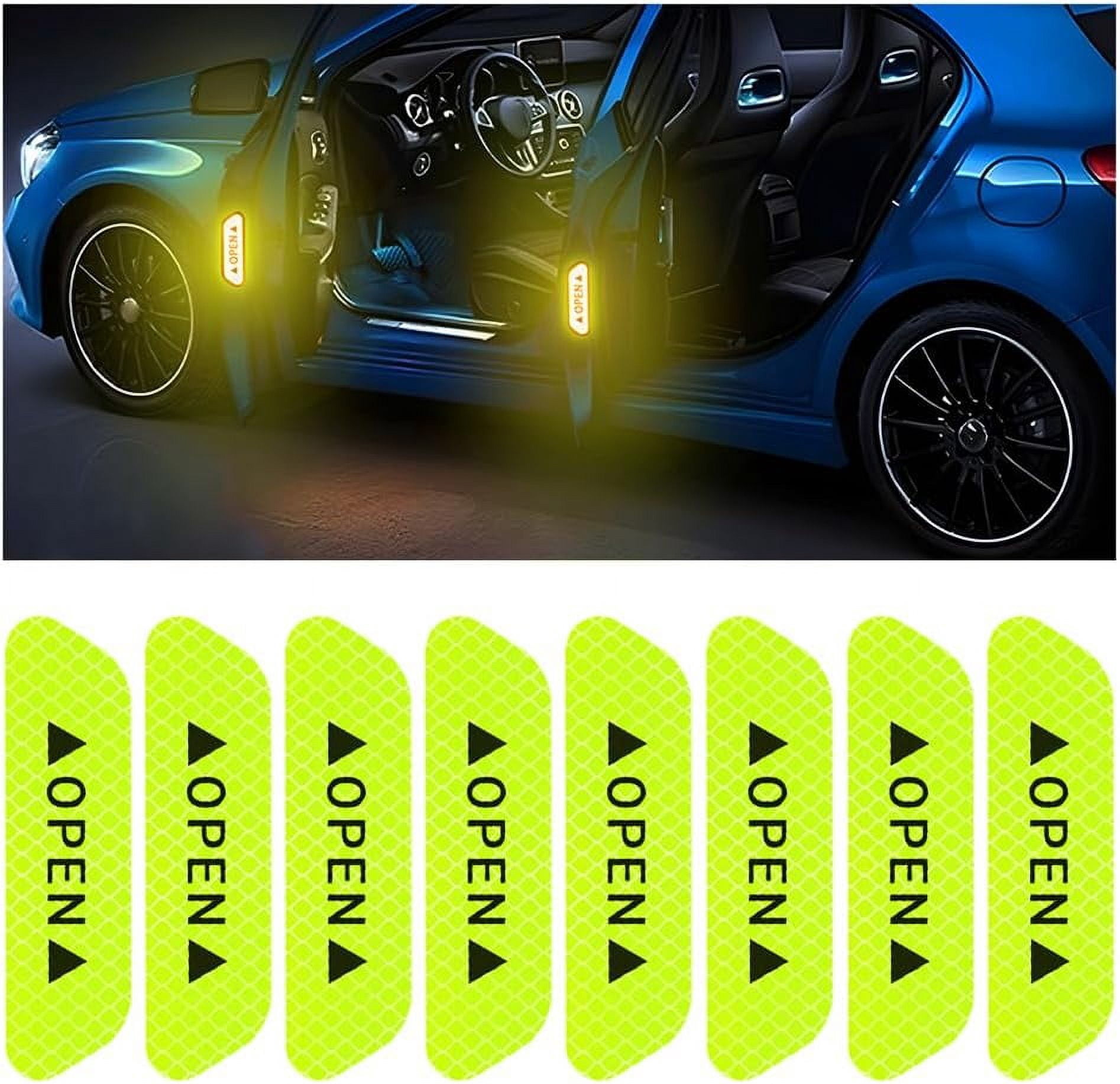 4PCS Reflective Open Warning Stickers for Car Door, Night Visibility ...