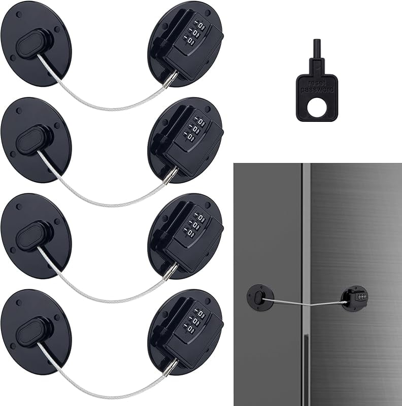 4PCS Refrigerator Locks Combination, Drill-Free Refrigerator Door Lock ...