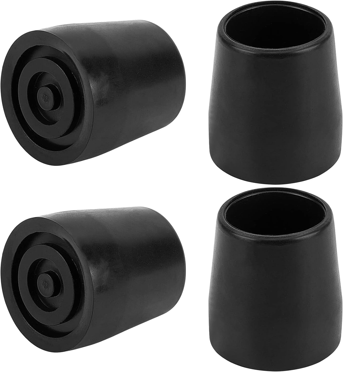 4PCS Replacement Cane Tips 1 Inch Plastic Black Attachment Base Grip ...