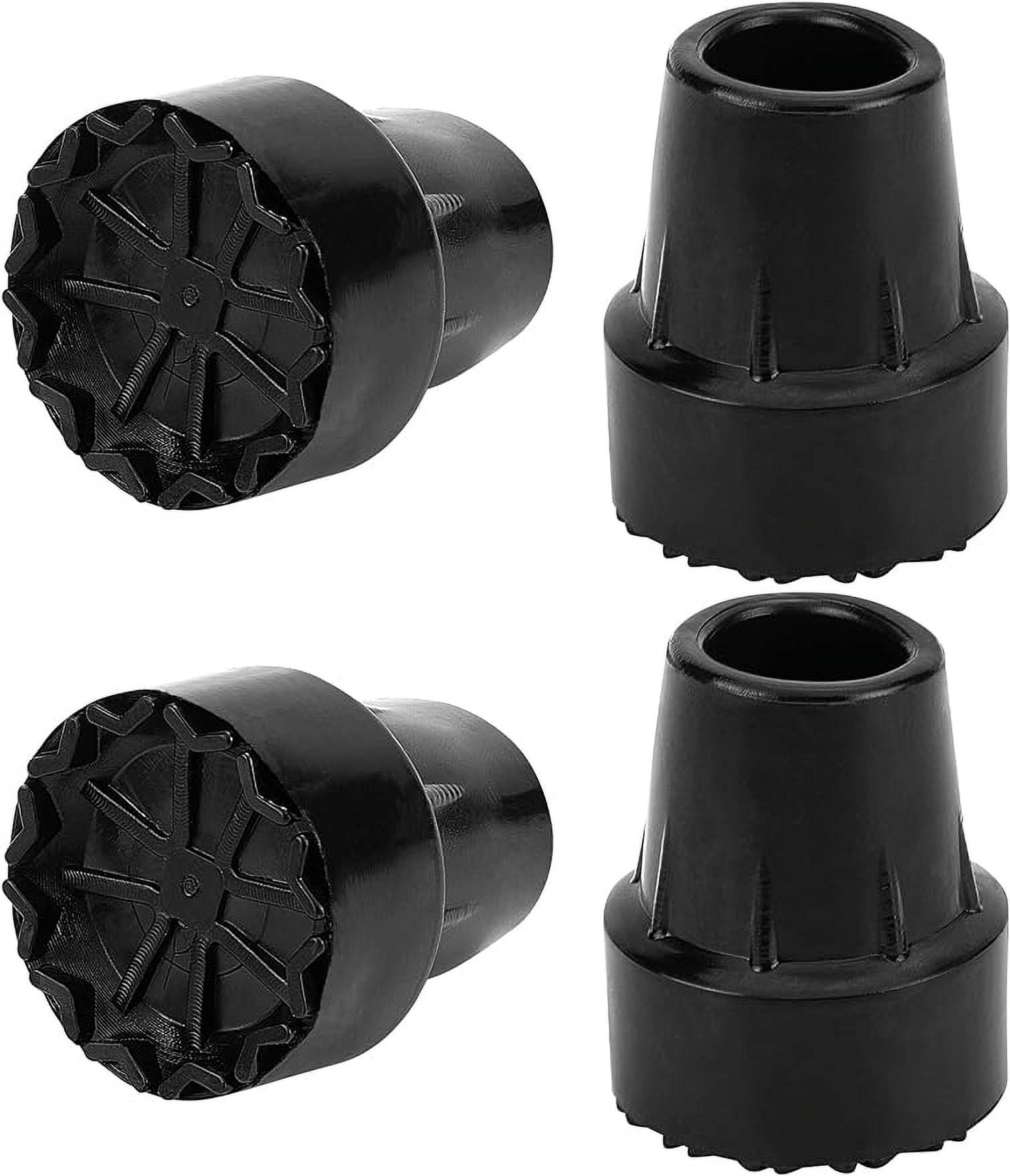 4PCS Replacement Cane Tips 1 Inch Plastic Black Attachment Base Grip ...