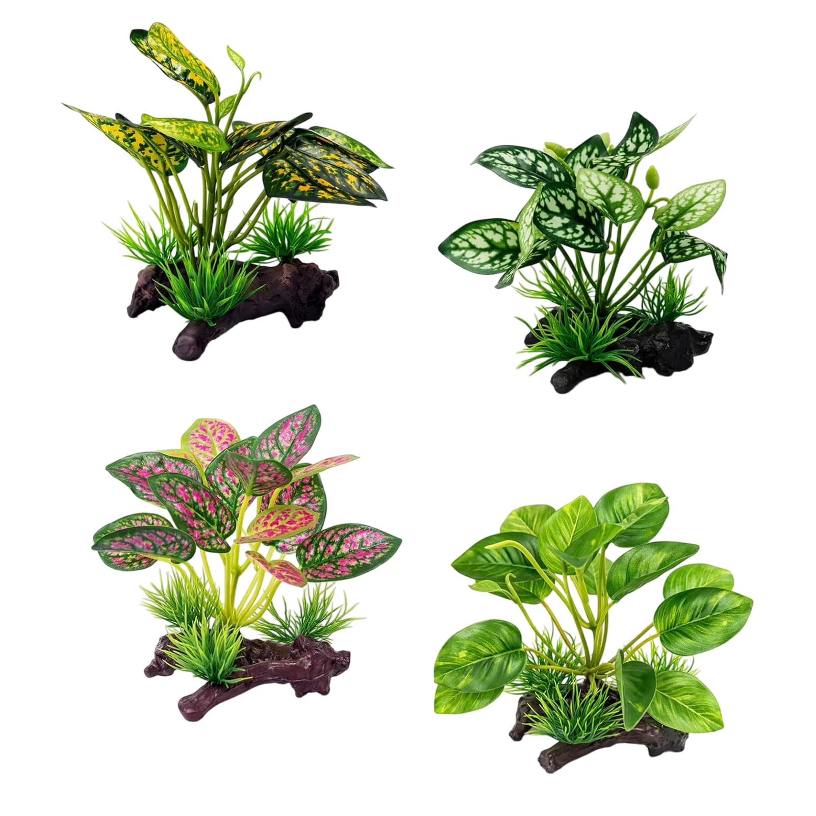 4PCS Reptiles Artificial Plant Terrariums Decoration Supply Aquariums ...