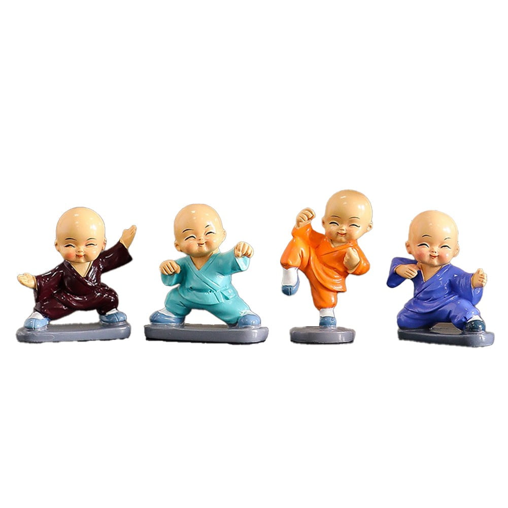 4PCS Resin Little Monk Statue Home Furnishings for Car Desk Decoration ...
