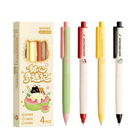 4PCS Retractable Gel Pen 0.5MM Black Inks Quick Dry Ergonomic Grip Gel ...