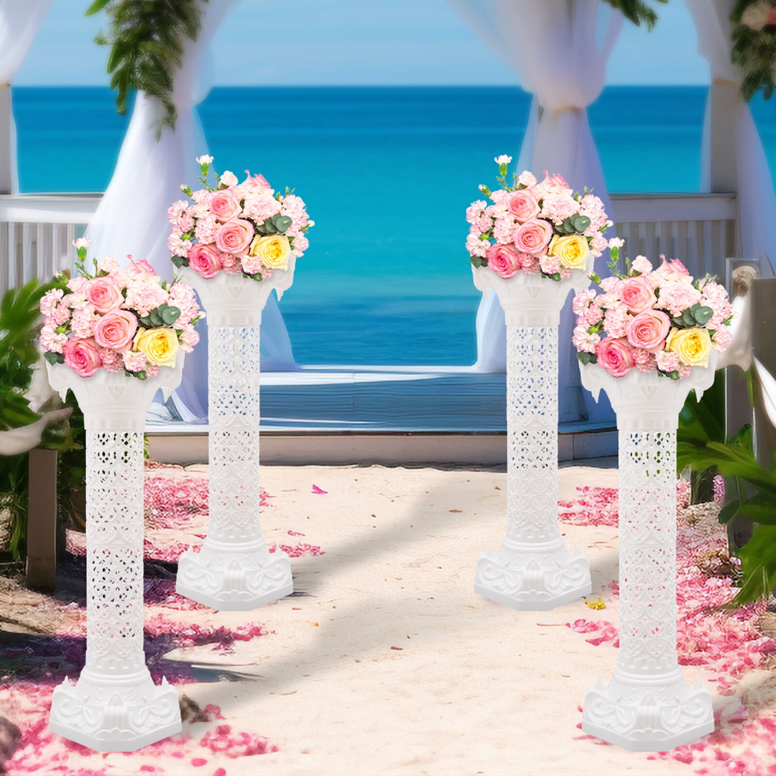 4PCS Roman Columns Wedding Column Stand,White Romantic Wedding Roman ...