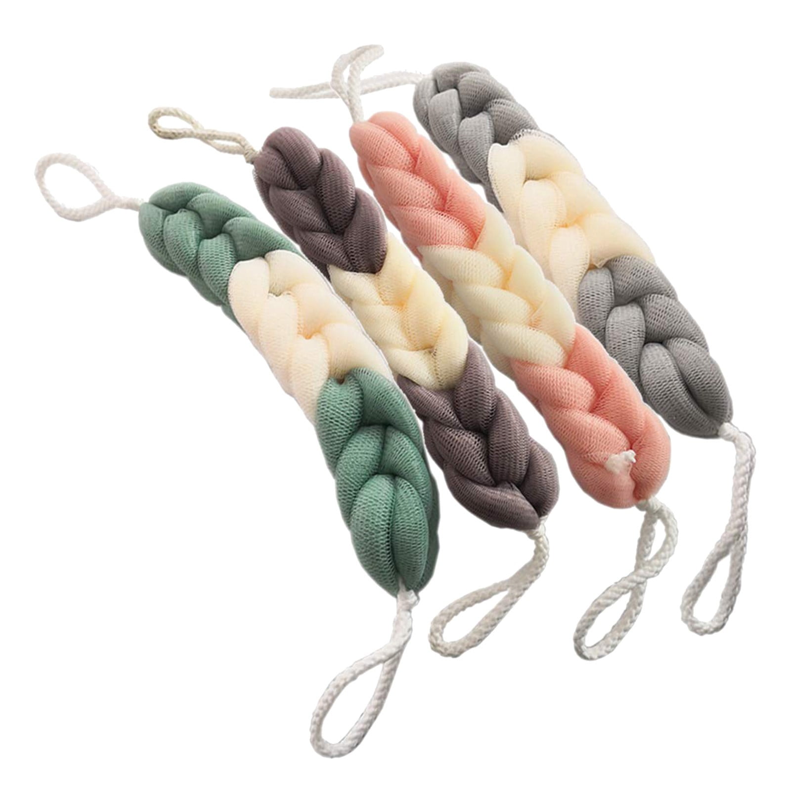 4PCS Rope Handles Back Scrubber Bath Shower Mesh Sponge Exfoliating ...