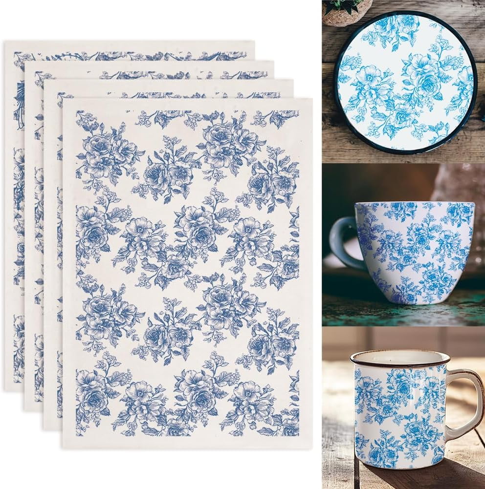 4PCS Rose Cluster Underglaze Transfers for Pottery Ball of Flowers ...