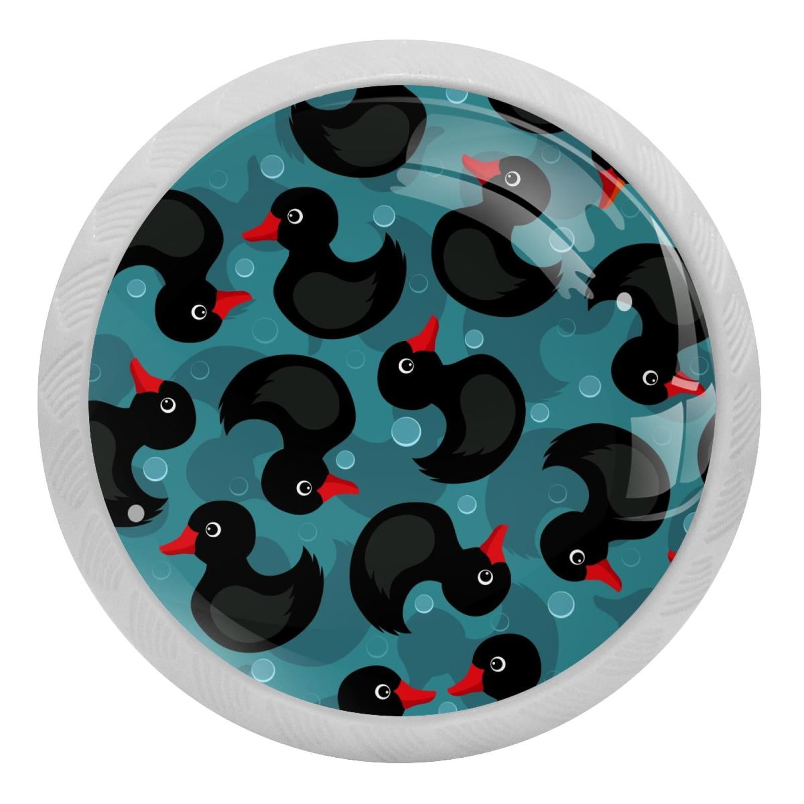 4PCS Round Black Rubber Ducks Cabinet Fluorescence Knob Glowing in the ...