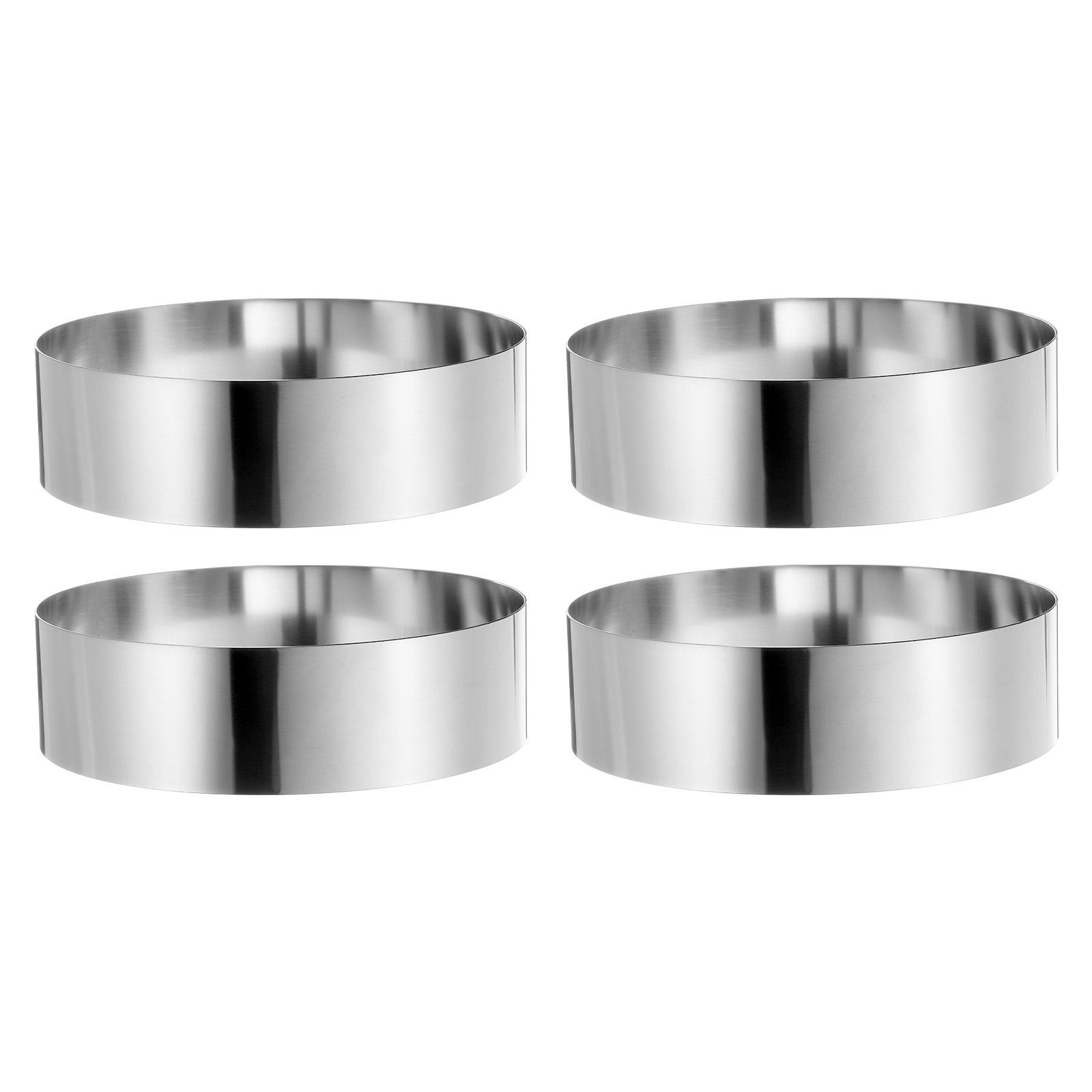 4PCS Round Cake Ring 7 x 2 Inch Stainless Steel Pastry Mousse Dessert ...