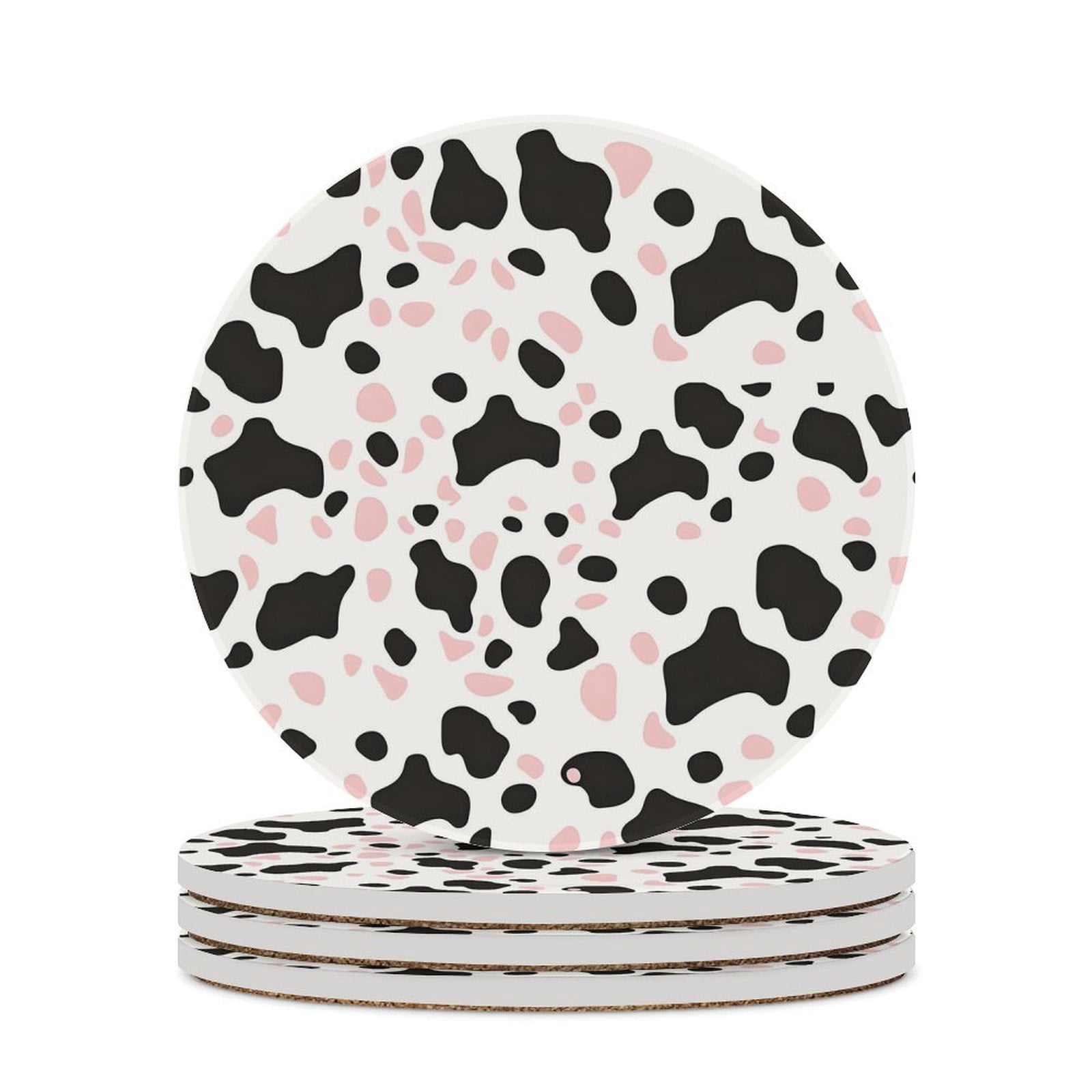 4PCS Round Ceramic Coaster 4.1in Cork Bottom Suitable For Water Mug ...