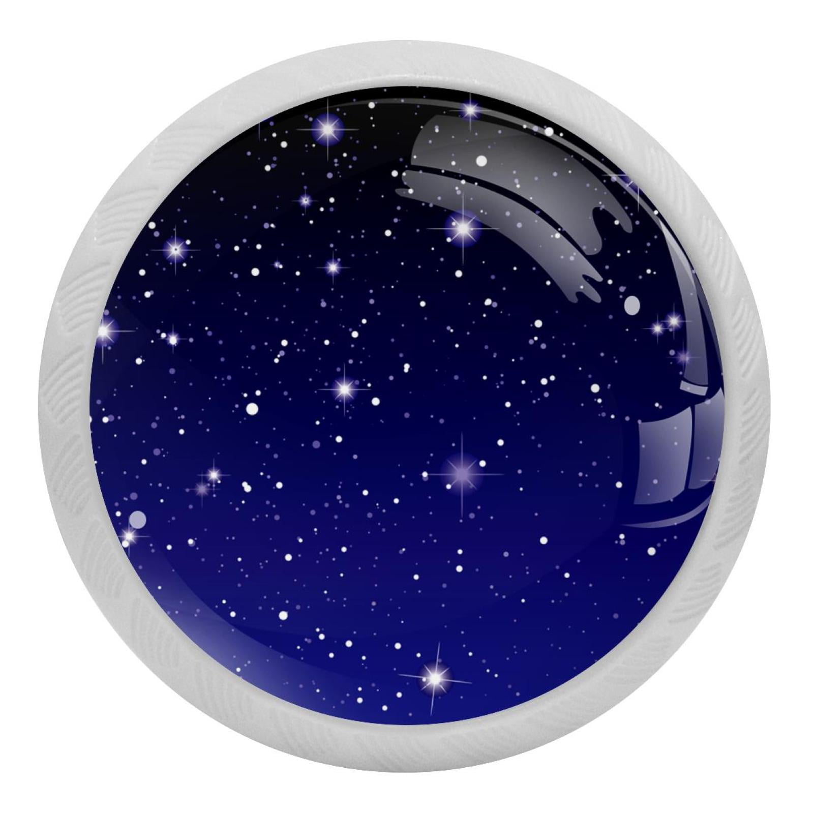 4PCS Round Dark Blue Starry Night Sky Cabinet Fluorescence Knob Glowing ...