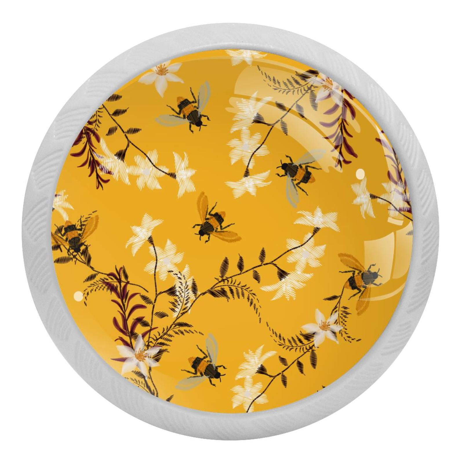 4PCS Round Honey Bee Animals Cabinet Fluorescence Knob Glowing in the ...
