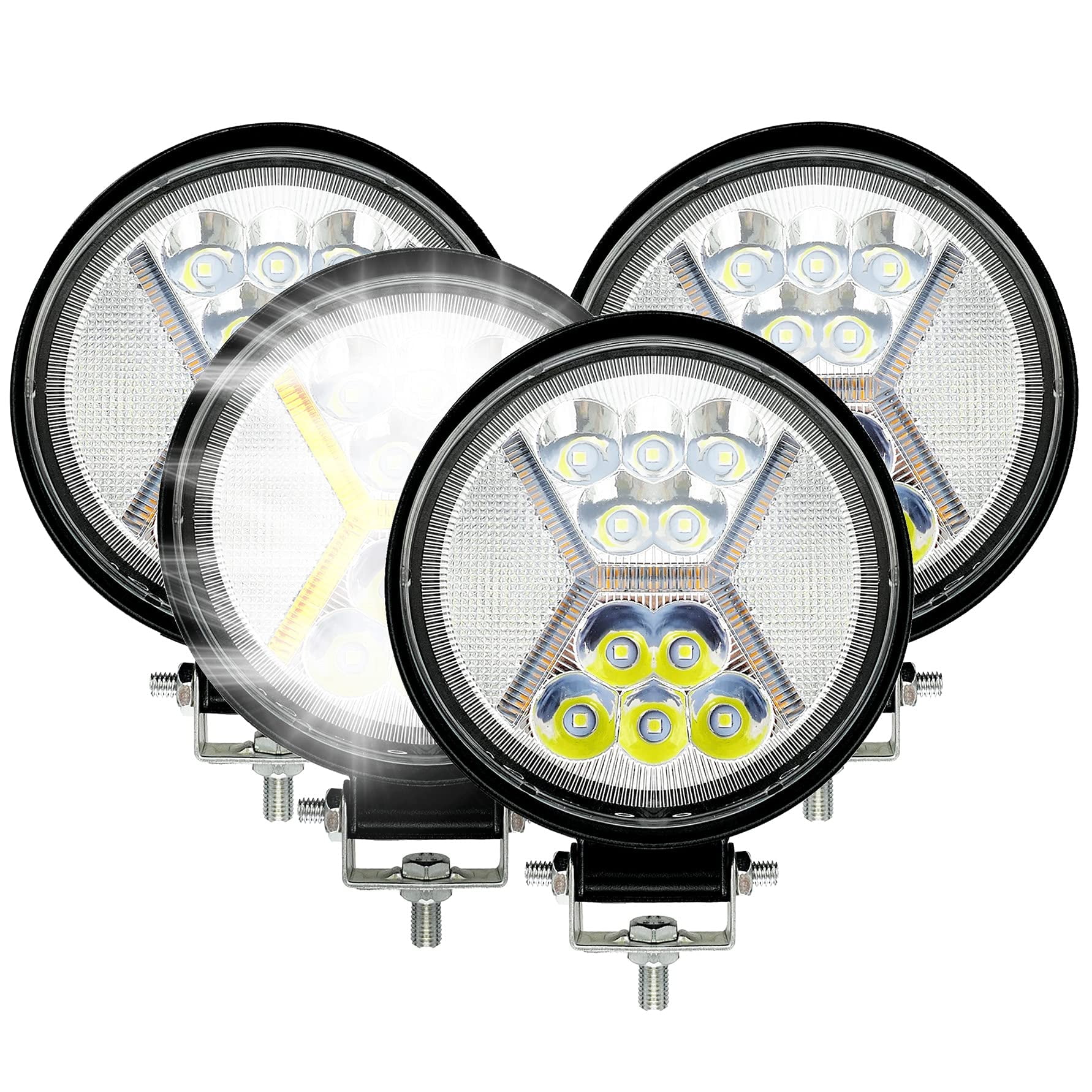 4PCS Round LED Pods SSF20 Driving Lights Bar, 117W 12000LM Flood Spot ...