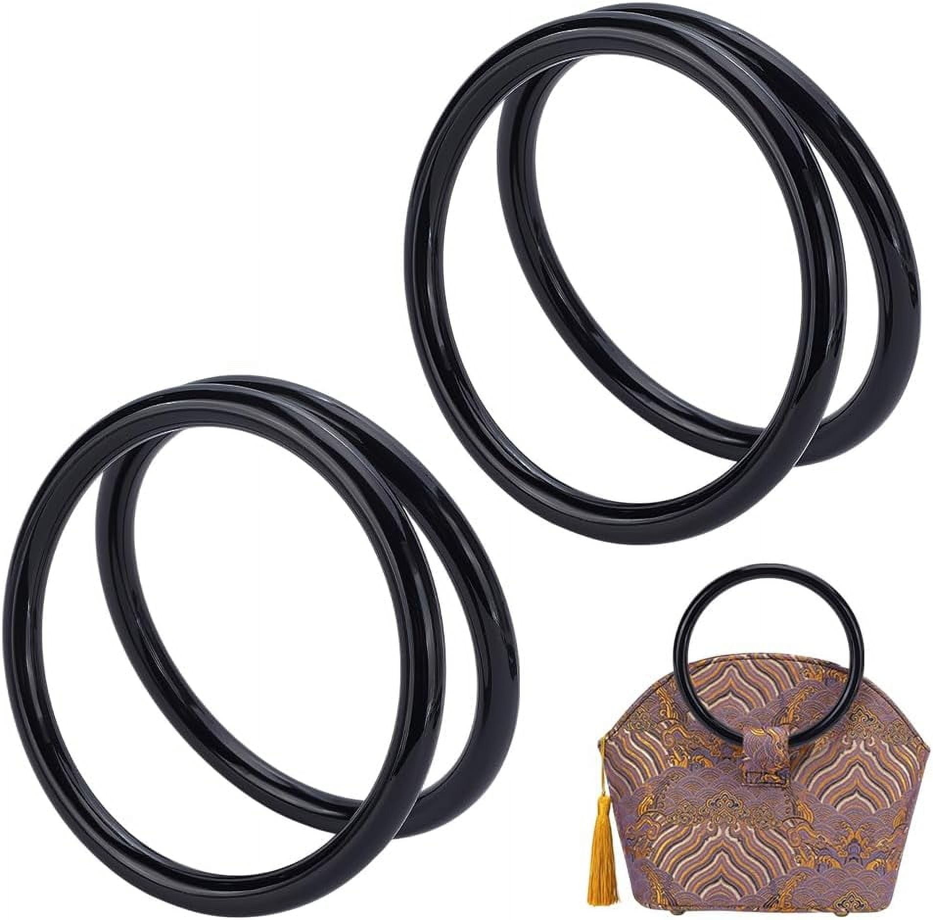 4PCS Round Purse Handle Black Plastic Bag Handles Replacements ...