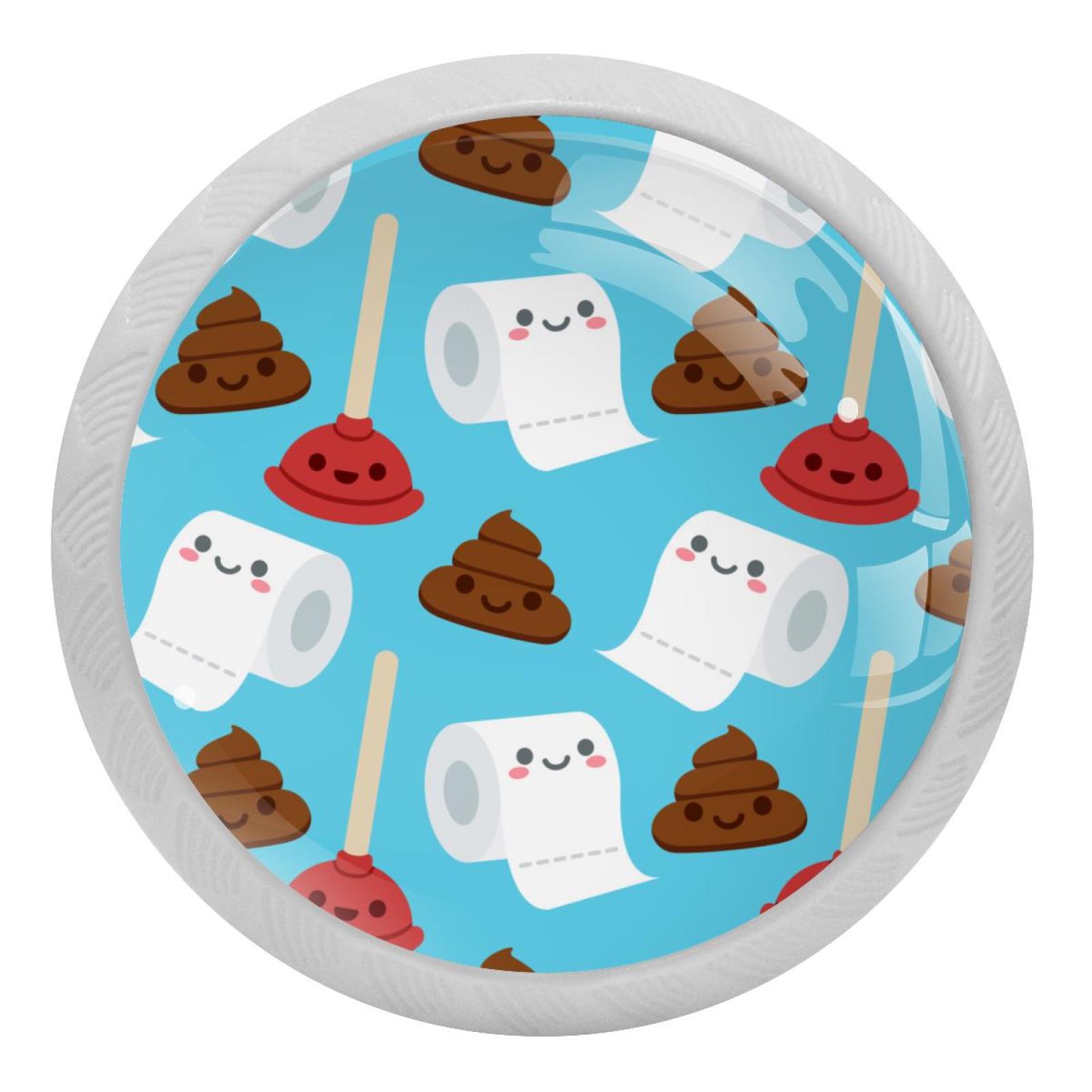 4PCS Round Toilet Paper Plunger Poop Cabinet Fluorescence Knob Glowing ...