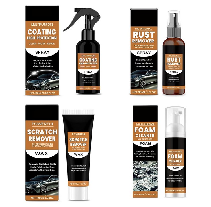 4PCS Rust Removal Spray Foam Cleaner Car Scratch Repair Paste Car ...
