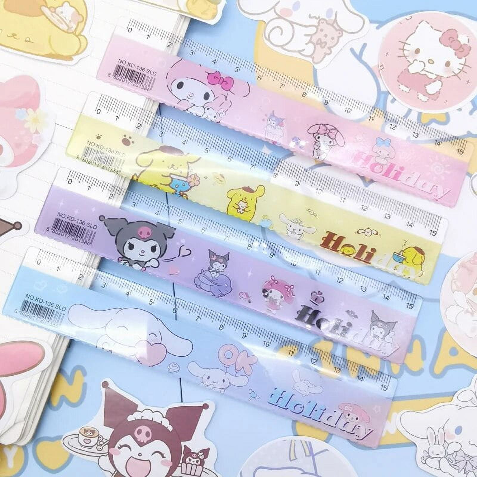 4PCS Sanrio Stationery Ruler Hello Kitty My Melody Ruler Cute Pocket ...