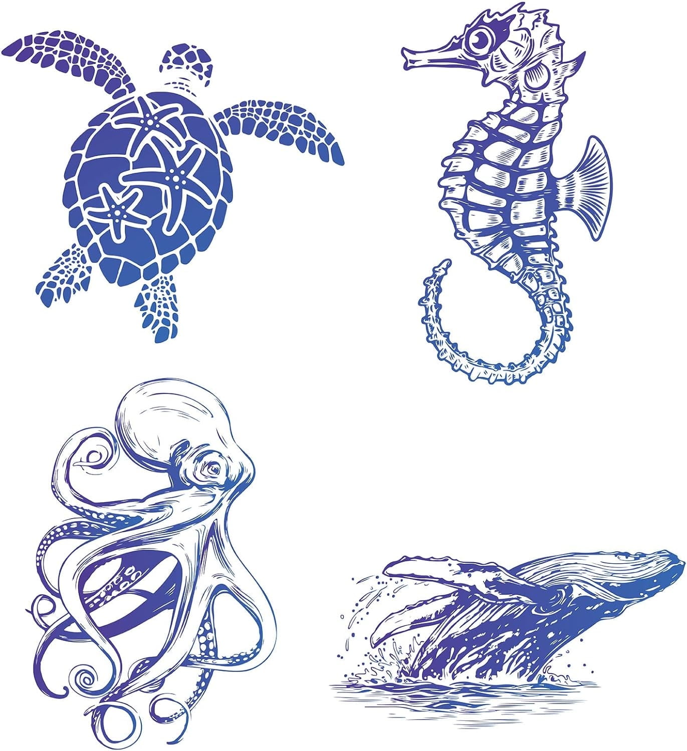 4PCS Sea Animal Window Decals Static Sea Turtles Glass Sliding Door ...