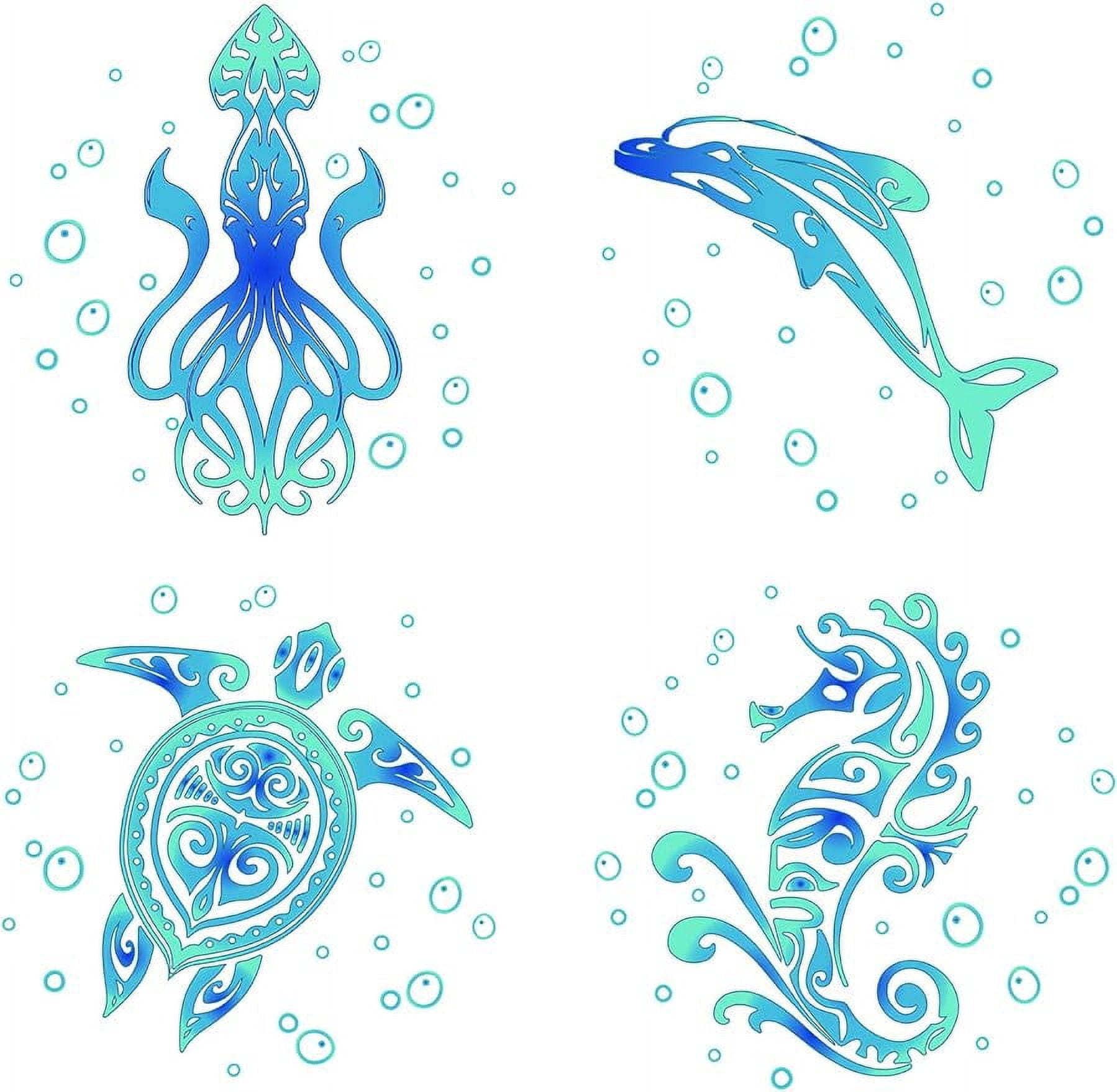 4PCS Sea Turtles Window Clings Static Sea Animal Glass Decals Beach ...
