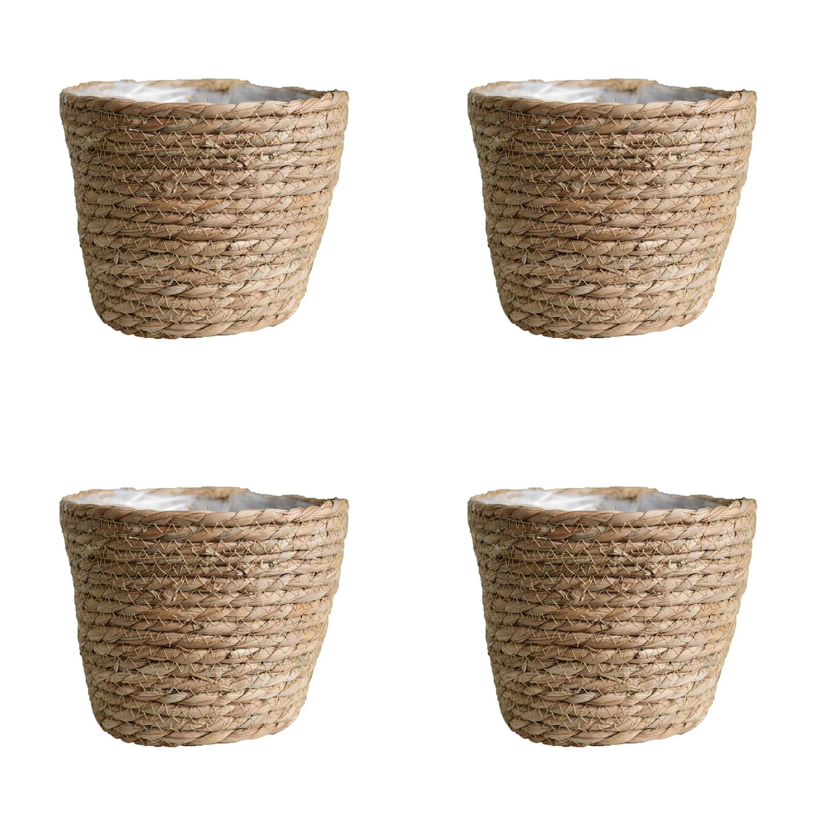 4PCS Seagrass Planter Basket for Flower Pots - Hand Woven Wicker Cover ...