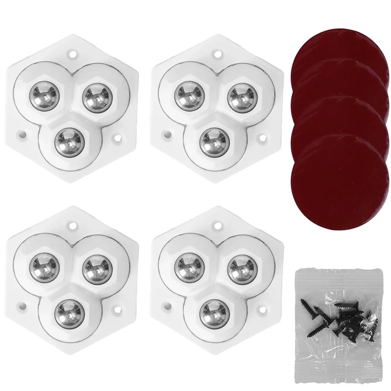 4PCS Self-Adhesive Casters Stainless Steel Universal Pulley 360 ...