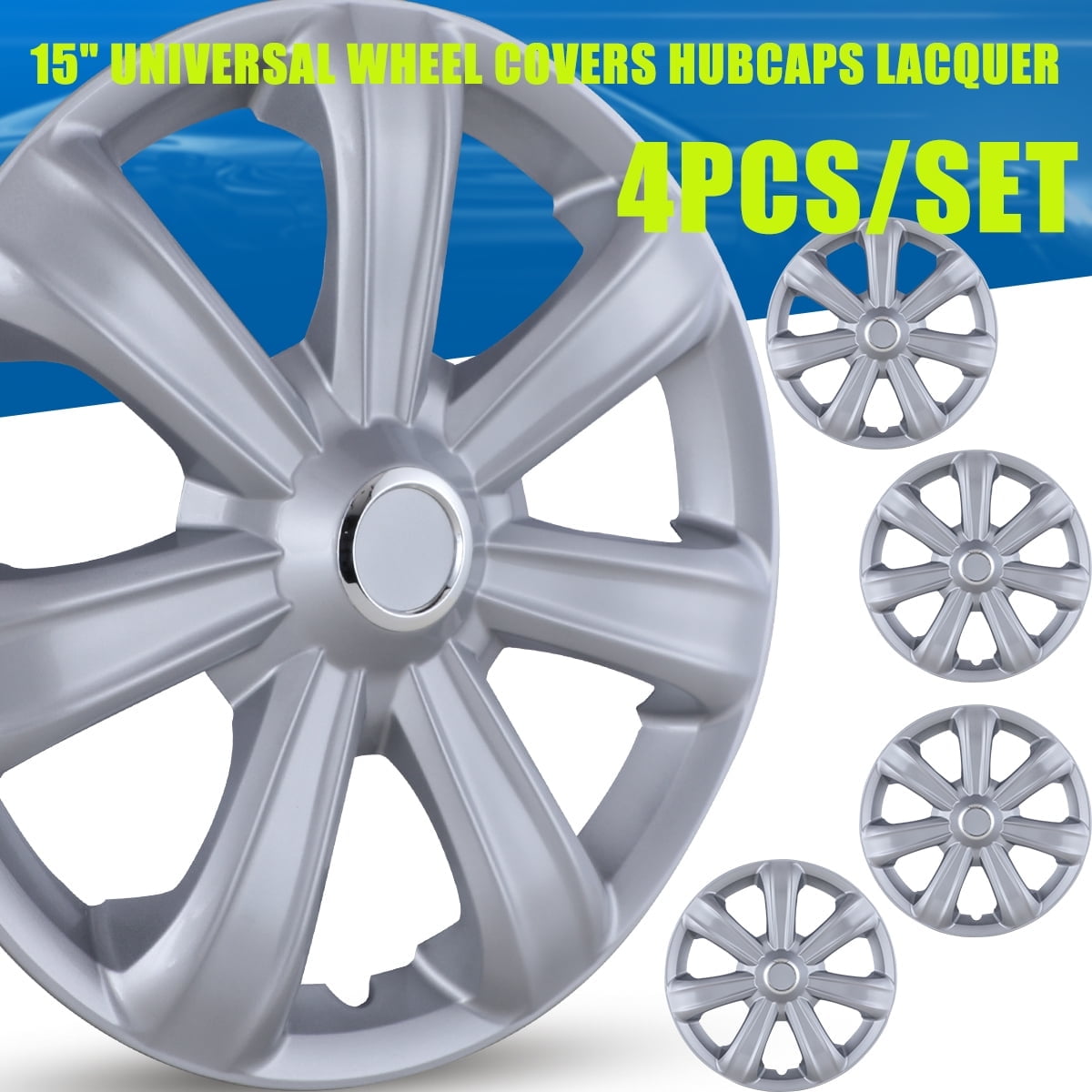 4PCS/Set 15" Universal Wheel Covers Hubcaps Snap On Car Truck SUV Full ...