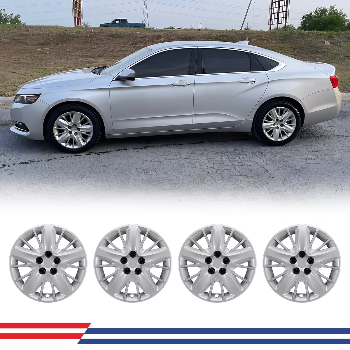 4PCS/Set 18 inch Steel Wheel Hubcaps for 2014-2020 Chevy Impala,Bolt-on ...
