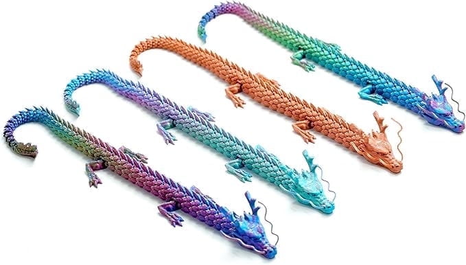 4PCS/Set 3D Printed Dragon Model,Flexible Animals Toy Statue,Movable ...