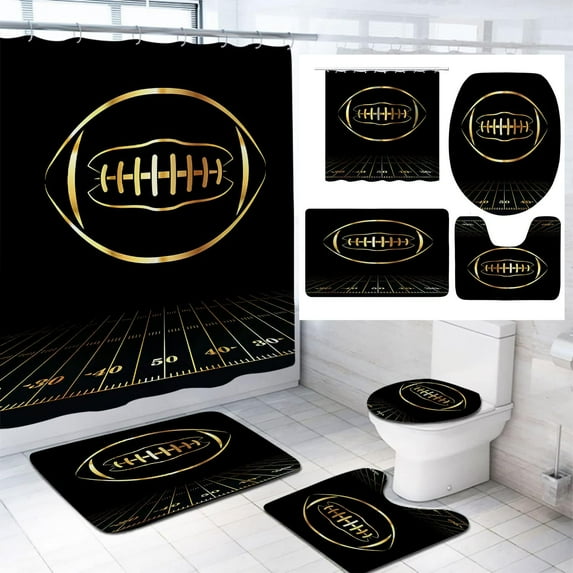 4PCS/Set Burning American Football Shower Curtain, Ice and Fire ...