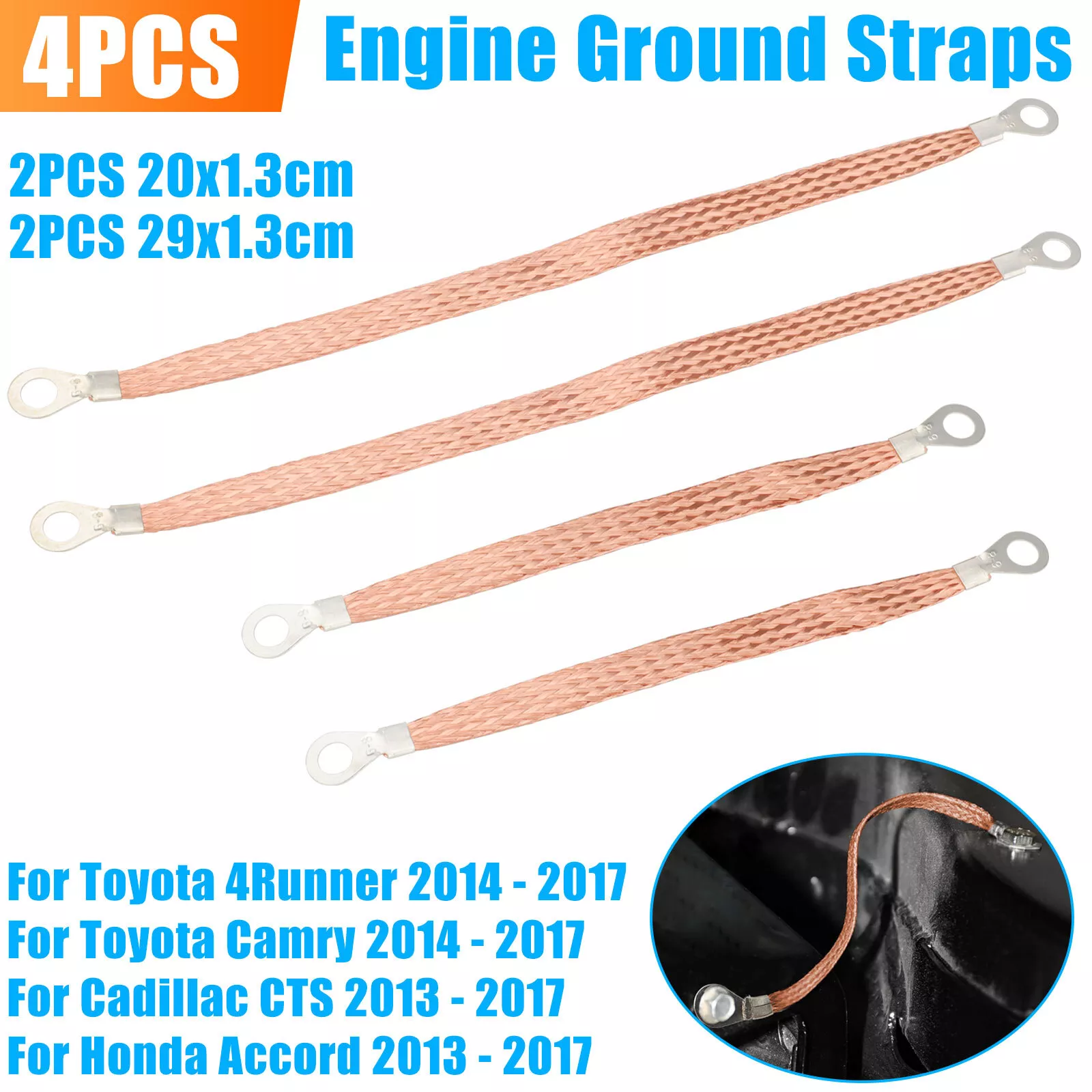 4PCS/Set Copper Engine Ground Strap Cable Kit For Car Truck Firewall ...