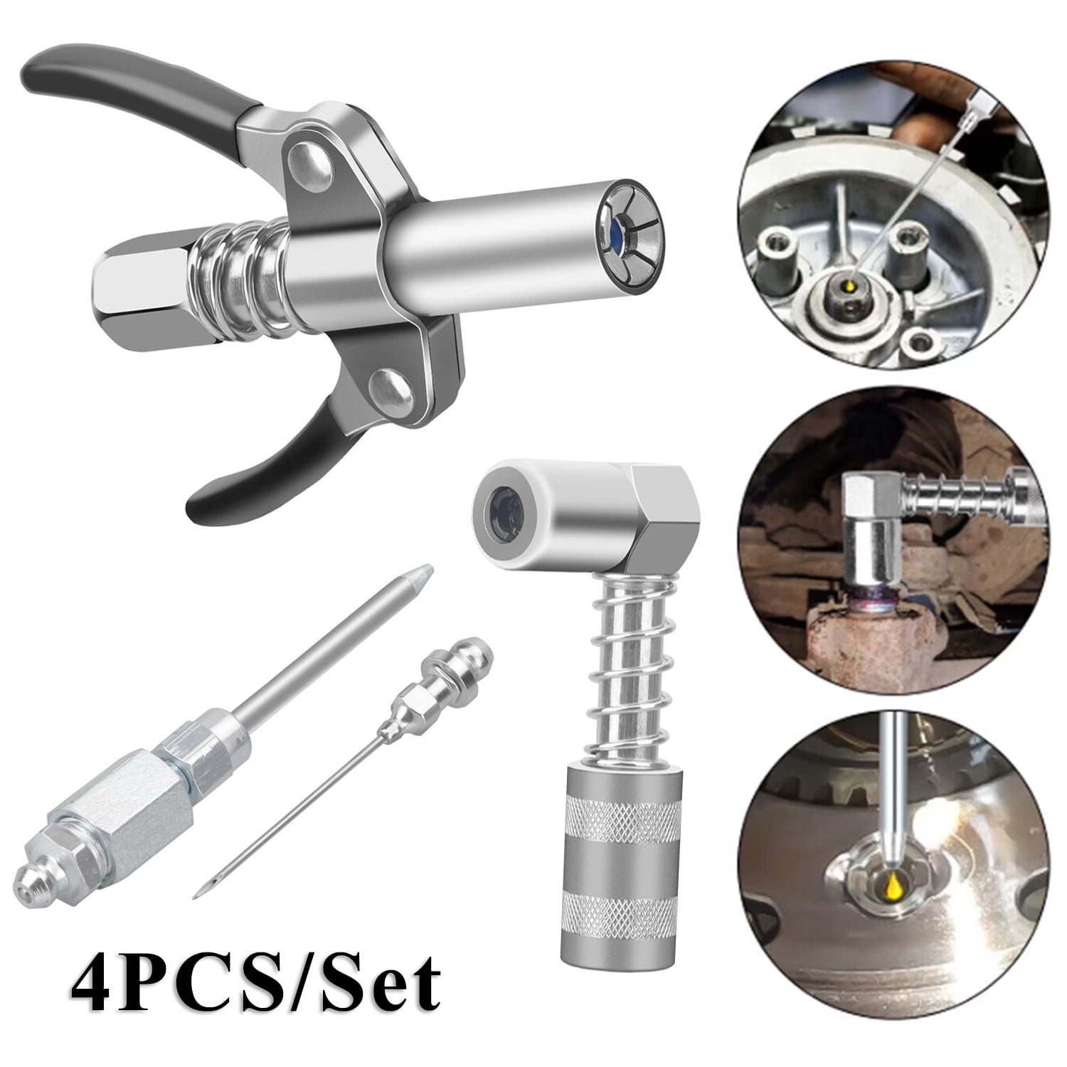 4PCS/Set Grease Gun Fitting Set,90 Degree Coupler Adapter,Grease Needle ...