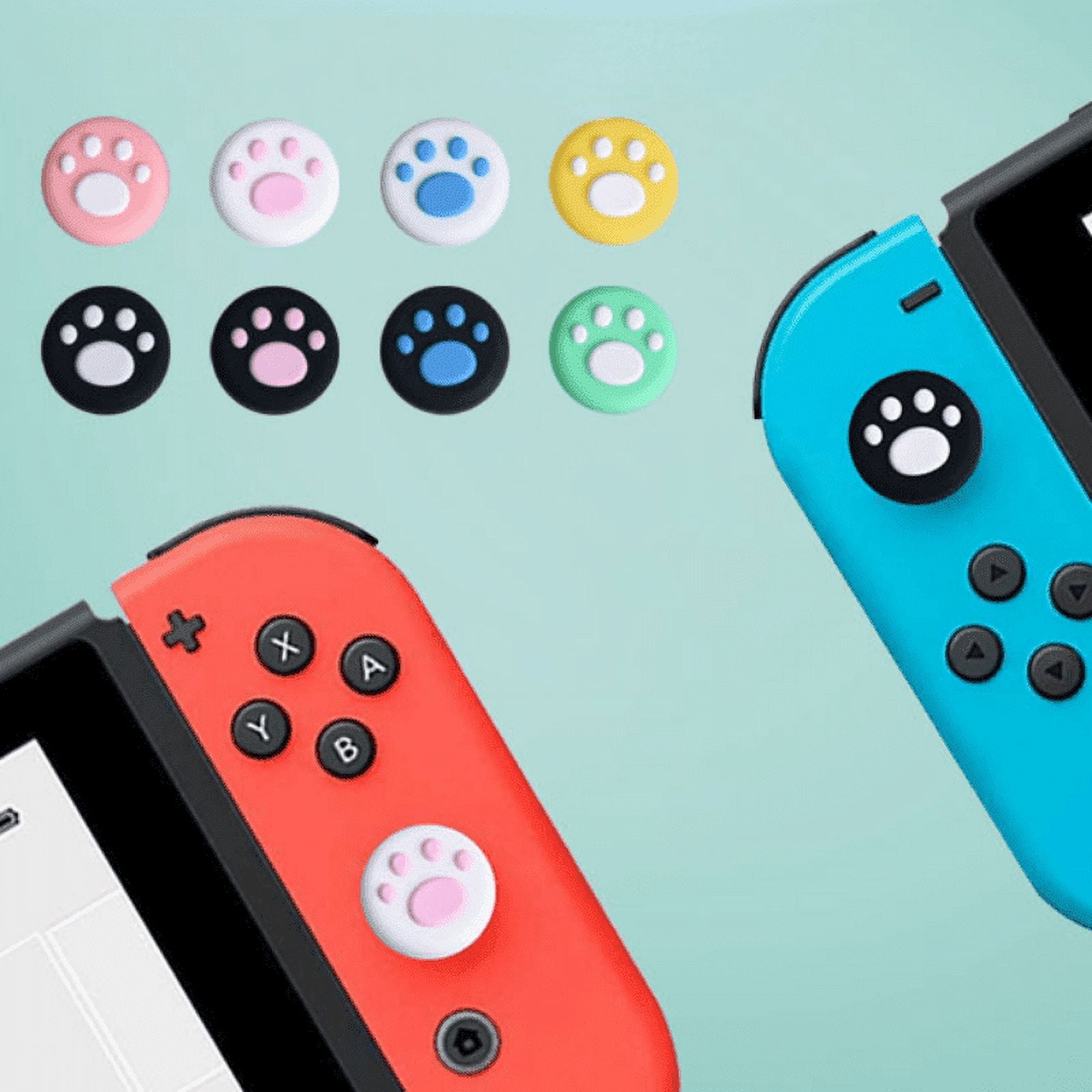 4PCS Set of Silicone Paw Print Joycon Thumb Grips Joystick Rocker Covers for Game Play Compatible w Nintendo Switch OLED Lite Fits Controller Joy