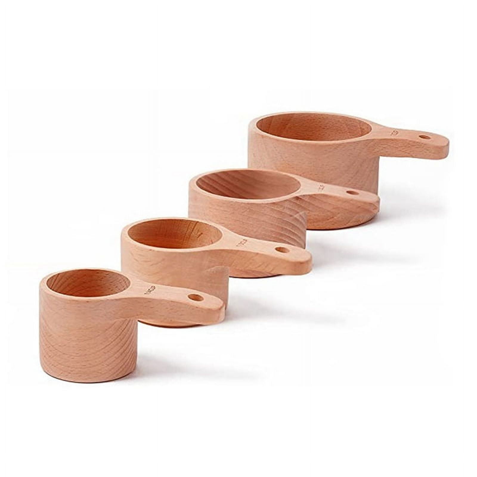 4PCS/Set Wood Measuring Cups Handcrafted with Wood Polish for Baking ...