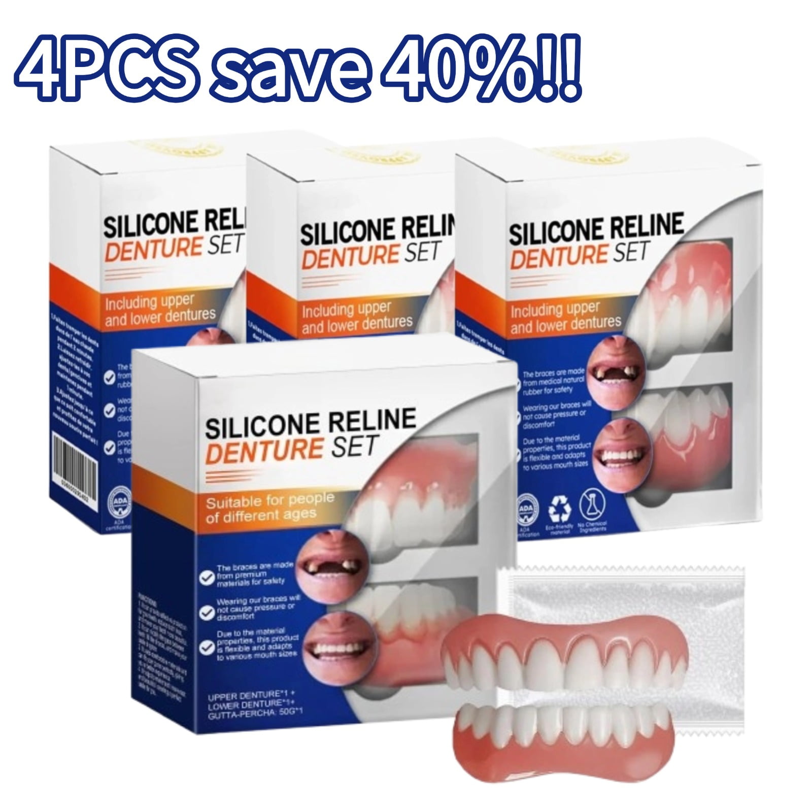 4PCS Denture Silicone Reline Kit, Greatfit Denture Silicone Reline Kit ...