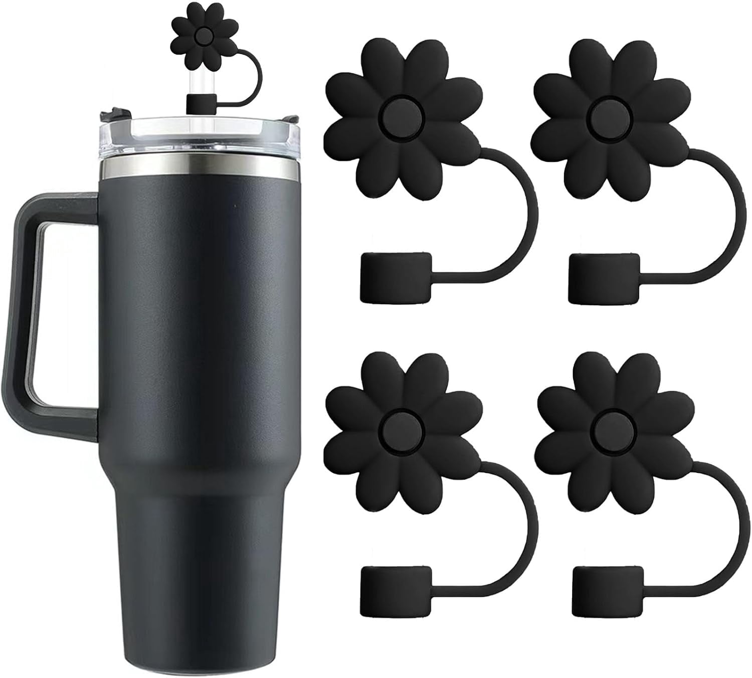 4PCS Silicone Straw Covers Toppers for Stanley Cups 30&40 Oz Tumbler ...