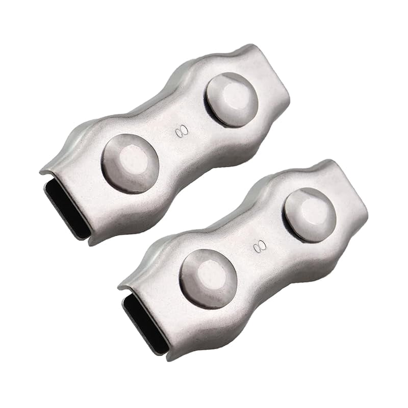 4PCS Silver 304 Stainless Steel Wire Rope Double Clevis M6 Plate ...