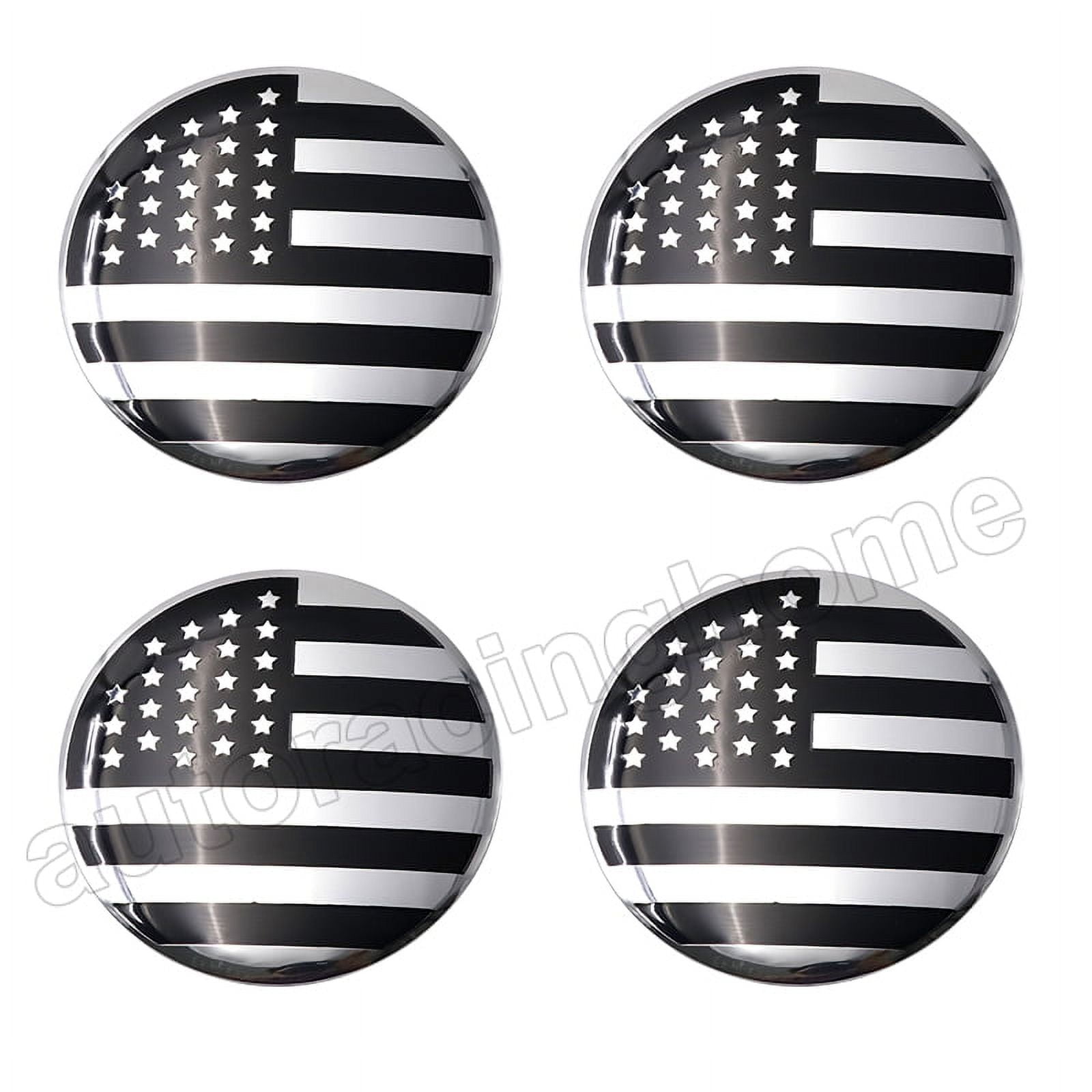 4PCS Silver and Black USA Flag Logo Style Aluminum Decal Car Wheel ...