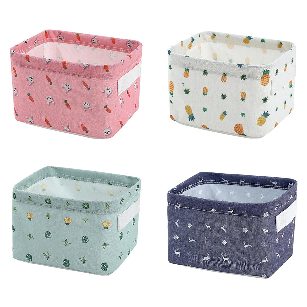 4PCS Small Collapsible Basket Desktop Organizer Foldable Cosmetic ...