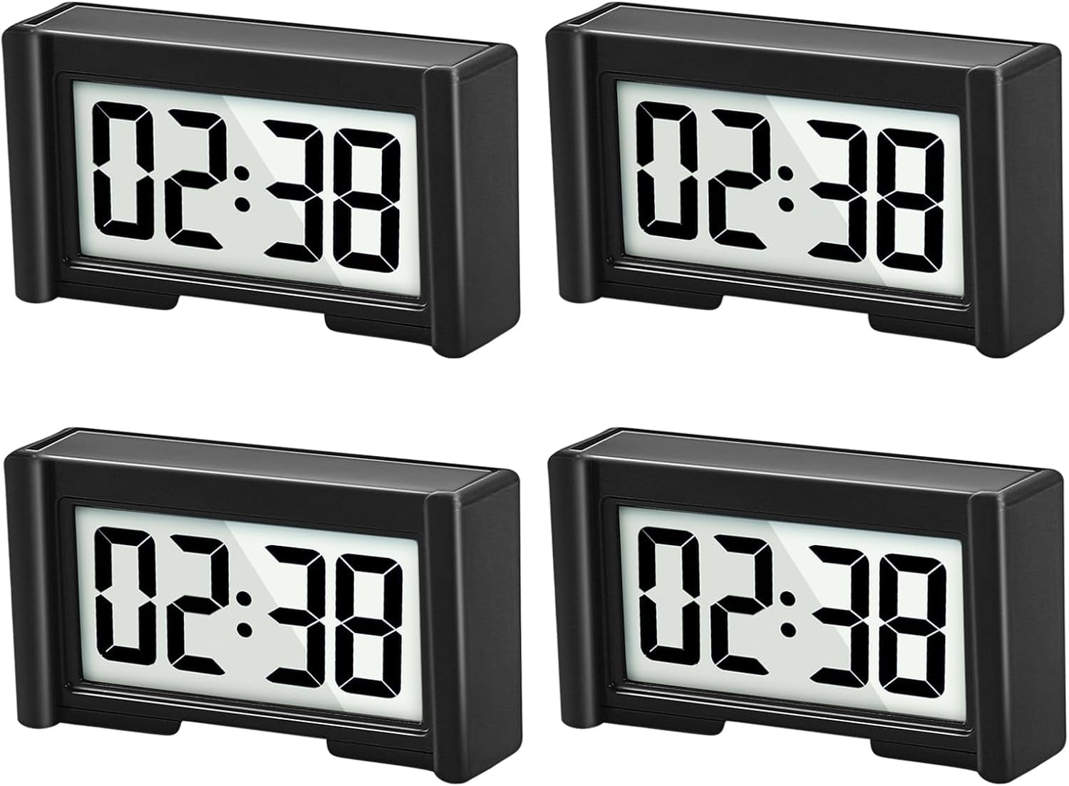 4PCS Small Digital Clock, Vehicle Adhesive Clock with Jumbo LCD Time ...