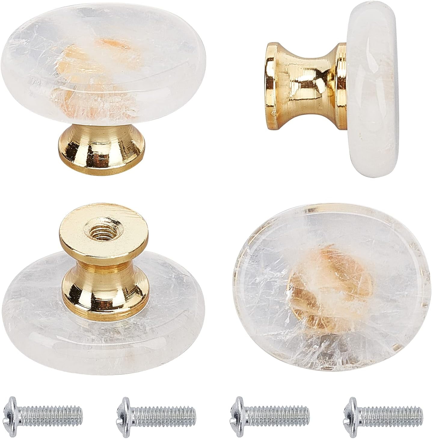 4PCS Small Quartz Crystal Knob Handmade Dresser Knobs Drawer Pulls ...