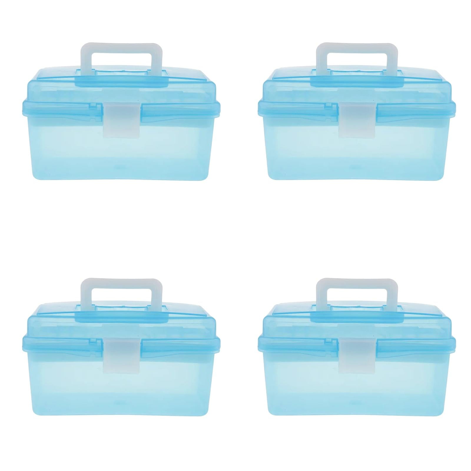 4PCS Small Storage Bins With Lids MultiPurpose Handled Box With ...