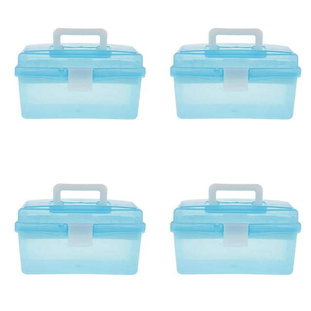4PCS Small Storage Bins With Lids MultiPurpose Handled Box With ...