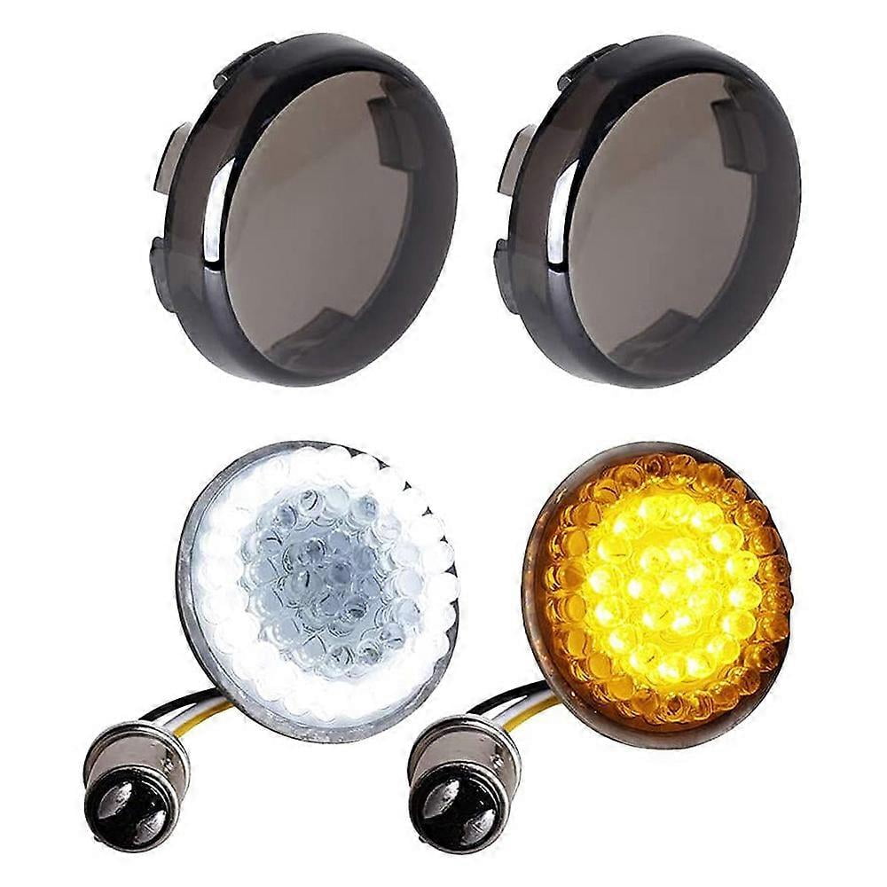 4PCS Smoked Front Turn Signals LED Lights Panel Motorcycle 1157 Insert ...